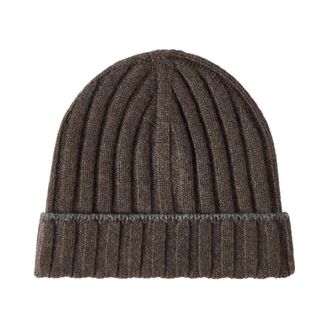 Brunello Cucinelli Homme, Accessoires, Brun, Taille: M Bonnet en cachemire c&ocirc;tel&eacute;