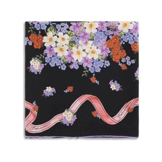Dolce & Gabbana Femme, Accessoires, Multicolore, Taille: ONE Size Foulard en soie &agrave; imprim&eacute; floral et rubans