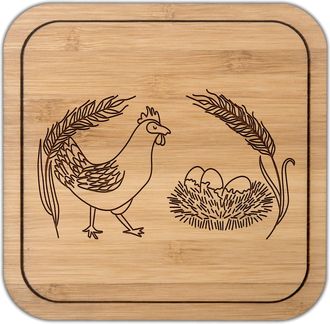 Mr. & Mrs. Panda Untersetzer quadratisch Huhn Stolz - Geschenk, Tassenunterlage, Spruch, Hühner, Bauernhof, Tischschoner, Henne, Filzuntersetzer, Kerze, Blumenunterset