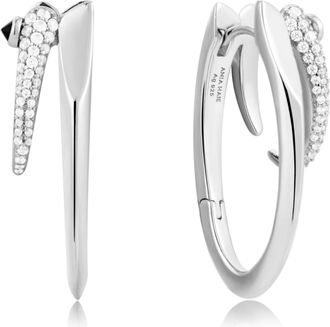 Ania Haie Damen Creolen POLISHED PUNK Ohrringe aus 925 Sterling Silber, besetzt mit 66 Zirkonia, Gr&ouml;&szlig;e: 22,5 mm, inkl. Geschenkverpackung