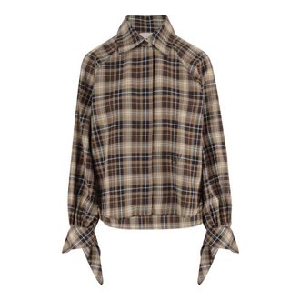 Patou Karo-&Auml;rmelbluse mit Schleife - - Blouses & Shirts - Damen - Mehrfarbig - L