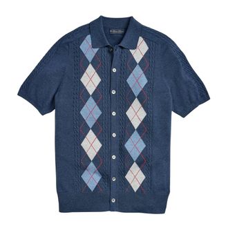 Brooks Brothers Jersey Intarsia Argyle Polo Cardigan - - Knitwear - Herren - Blau - L