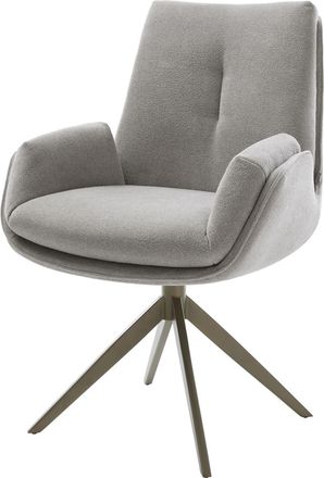 DELIFE Esszimmerstuhl Clea-Flex Kreuzgestell breit Effektfinish Titan Strukturstoff Soft Grau 360° drehbar Wippfunktion