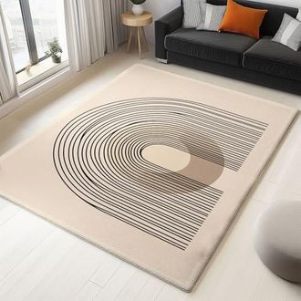 Generic Boh&eacute;mien Tapis de Salon Lavable 160 x 230 cm, Faible Poil Antid&eacute;rapant Adapt&eacute; &agrave; laspirateur avec Motif Lignes Vintage Tapis Chambre pour Commercial de