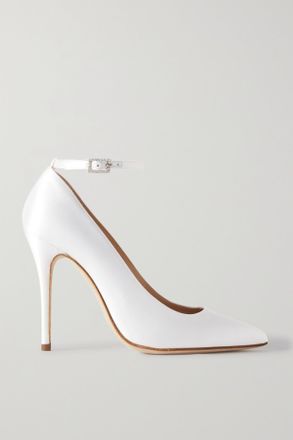 Alessandra Rich Escarpins En Satin De Soie &Agrave; Cristaux - Blanc