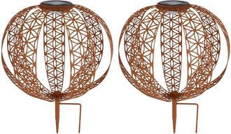 Globo Lighting Solarkugel Rostoptik für Außen Solarleuchte rost Garten Solarlampe orientalische Kugel, Akku IP44, mit Lichteffekt und Erdspieß, 1x LED warmweiß, D 30