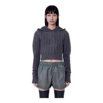 Rick Owens Haut &agrave; capuche court &agrave; manches longues - Femme - Sweatshirts et sweats &agrave; capuche - Gris - Taille: 40 FR