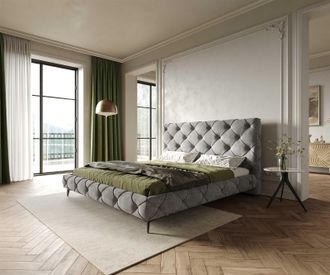 DELIFE Polsterbettgestell Nayara 180x200 cm Mikrofaser Grau, Polsterbetten