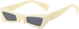 Generic Lunettes de soleil tendance pour femmes et hommes - Style vintage - Petit cadre - Lunettes de soleil de voyage et de fête - Nuances UV400, Beige et gr