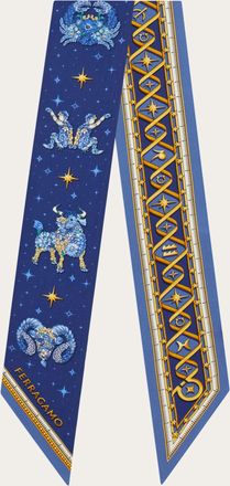 Ferragamo Damen Mini-Bandeau-Tuch mit Horoskop-Print Blau
