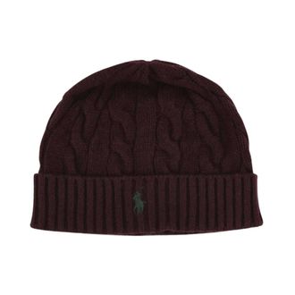 Polo Ralph Lauren Bonnet en laine et cachemire torsad&eacute; - Homme - Accessoires - Rouge - Taille: ONE Size