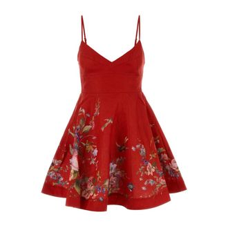 Zimmermann Robe Patience Mini - Femme - Robes - Rouge - Taille: 34 FR