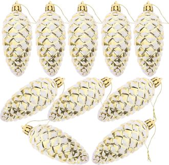 Soimiss 10 St&uuml;ck Teiliges Goldene Weihnachtsbaum anh&auml;nger aus Kunststoff Langlebige Farbige Zapfen Ornamente H&auml;ngende Xmas deko f&uuml;r Weihnachtsfeiern und Festl