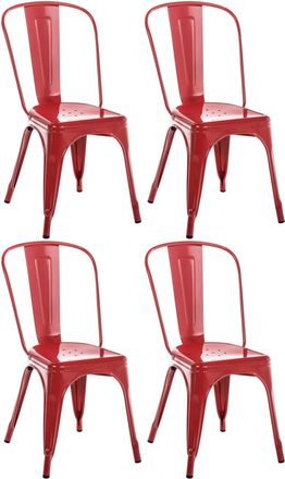 Clp 4er Set St&uuml;hle Benedikt I Metallst&uuml;hle stapelbar und pflegeleicht I Stapelst&uuml;hle bis 200 kg belastbar I Sitzh&ouml;he 44 cm, Farbe:rot