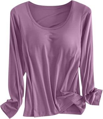 Generic Haut de Pyjama pour Femme - Manches Longues - Moelleux - Vêtements de Nuit pour Femmes âgées - Pyjama Confortable - Chemise de Nuit en Coton