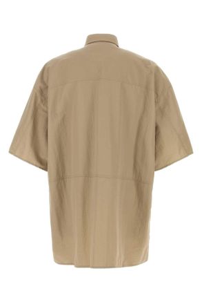 Balenciaga Mens Cappuccino Tech Fabric Oversize Shirt Beige Exterior: Nylon Camicie