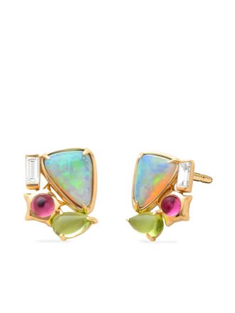 Monica Rich Kosann 18kt Nebula Gelbgoldohrringe mit Opal