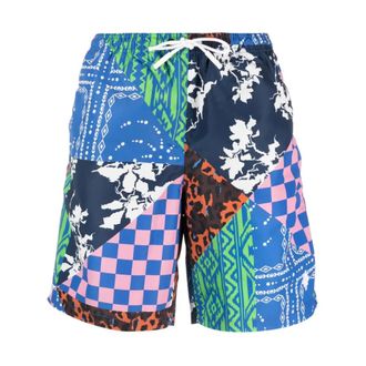 Marcelo Burlon Patchwork Badehose Blau/Multi - - Swimwear - Herren - Mehrfarbig - M