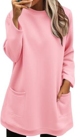 Generic Sweatshirts pour femme Royaume-Uni, sweatshirts pour femmes, couleur unie, haut surdimensionn&eacute;, col rond, manches longues, automne hiver, d&eacute;contract&eacute;,