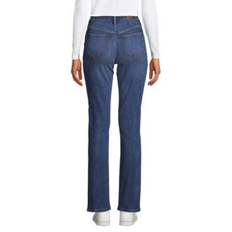 Lands End Shaping Jeans Straight Fit High Waist, Damen, Gr&ouml;&szlig;e:34 71 petite, Blau, Baumwoll-Mischung, by Lands End