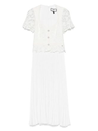 Nissa Midikleid aus Spitze mit Falten - Weiß