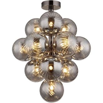 Globo Lighting Deckenleuchte Wohnzimmerlampe Deckenlampe Glaskugeln Rauchfarbe 9-Flammig 39,5cm