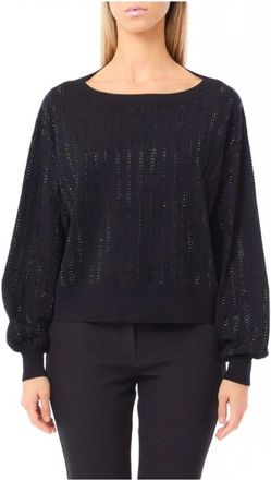 Liu Jo Femme, Pulls, Noir, Taille: 38 FR Pull avec Pierres Pr&eacute;cieuses