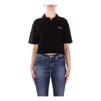 Carhartt Work in Progress Femme, Tops, Noir, Taille: 40 FR Logo Front Polo with Button Closure
