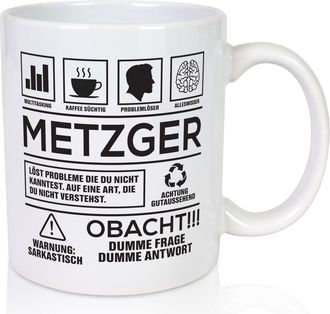 Generic Achtung Probleme Metzger | Fleischer | Metzgerei - Tasse Weiss - Kaffeetasse/Geschenk/Familie