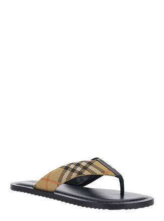 Burberry Mens Flip-Flops Beige Tech Fabric Polyamide Shoe