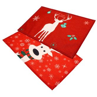 Angoily 2st&uuml;cke Tischset Aus Leinen Mit Elchmotiv Weihnachtstischset Platzset F&uuml;r Festliche Dekoration Isoliert W&auml;rme rutschfest Und Langlebig