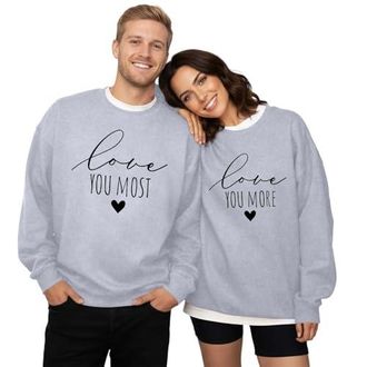 Generic Sweat-shirt &agrave; capuche imprim&eacute; &agrave; col rond pour la Saint-Valentin 2026 pour homme et femme (homme), gris, XXL