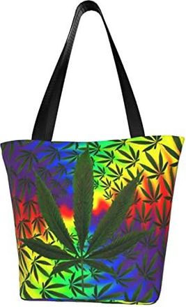 AOOEDM Sac fourre-tout Rainbow Dye Tie Weeds Sacs &agrave; provisions Petit sac de march&eacute; r&eacute;utilisable Sacs fourre-tout de plage Sacs de voyage
