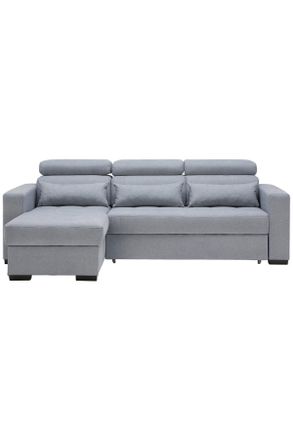 CARRYHOME Ecksofa, Blaugrau, Textil, 3-Sitzer, F&uuml;llung: Schaumstoff, seitenverkehrt montierbar, L-Form, 240x179 cm, Stoffauswahl, Schlafen auf Sitzh&ouml;he, Wohnzim
