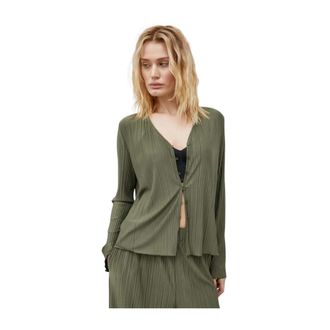 Sams&oslash;e & Sams&oslash;e Plisse-Hemd mit Knopfleiste - - Blouses & Shirts - Damen - Gr&uuml;n - S