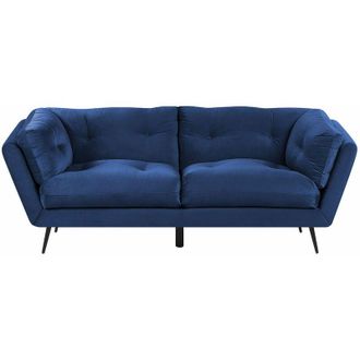 Beliani Sofa 3-Sitzer LENVIK Samtstoff Marineblau