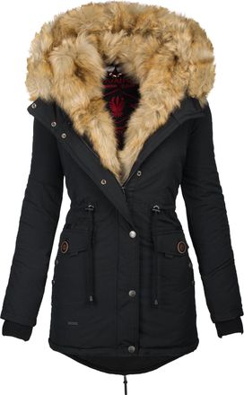 Navahoo 2in1 Damen Winter Jacke Parka Mantel Winterjacke warm Fell B365 [B365-Sweety-Schwarz-sF-Gr.XS]