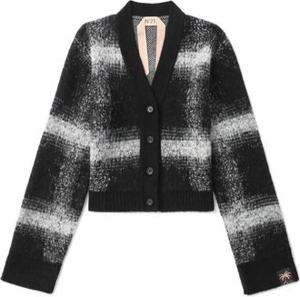 N°21 cardigan crop à carreaux - Noir