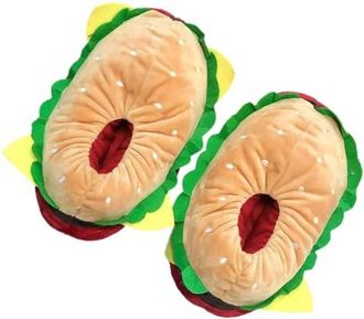 IFUNDOM Pantoufles Int&eacute;rieur Forme Hamburger Chaudes pour Hiver Confortables et Mignonnes Maintien Chaleur pour Femmes et Hommes