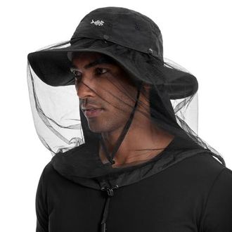 Bassdash UPF 50+ Moustique Chapeau de Soleil avec Filet de T&ecirc;te Cach&eacute; et Rabat de Cou pour Hommes Femmes P&ecirc;che en Plein Air Randonn&eacute;e Camping