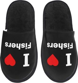 Generic Respirant Peluche Pantoufles I Love les p&ecirc;cheurs Chaussures de Maison L&eacute;g&egrave;re Chaussons pour Homme pour Ext&eacute;rieur Maison Adulte M