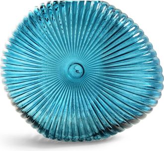 Riffelmacher & Weinberger Riffelmacher Vase Helsinki rund | Glas Petrol | 30 cm | Muschel-Rillenstruktur | Dekovase in modernem Design | 20813