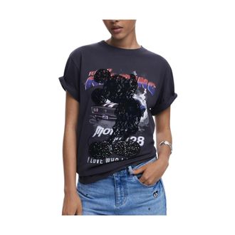 Desigual Femme, Tops, Noir, Taille: 36 FR Mickey Lace T-shirt