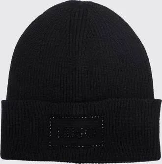 Liu Jo Rippstrick-Beanie mit Umschlag und Strass-Logo