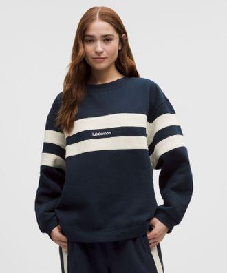 lululemon Womens Steady State Oversized Pullover Stripe pour Femmes - Bleu - Taille XL