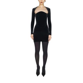 MUGLER Femme, Robes, Noir, Taille: 36 FR Long Sleeve Mini Dress