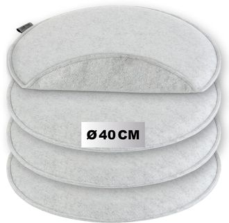 Com-Four 4X Sitzkissen aus Filz Ø 40 cm - gepolstertes Stuhlkissen - runde Sitzpolsterauflage für Esszimmer, Garten, Balkon - rutschfeste Unterseite mit Anti-S