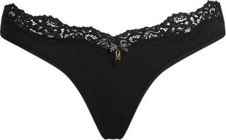 Moschino Femme, Sous-v&ecirc;tements, Noir, Taille: 40 FR String en microfibre et dentelle