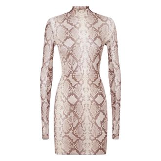 Philipp Plein Femme, Robes, Beige, Taille: 40 FR Tulle Mini Dress Python Print
