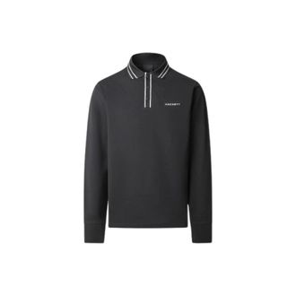 Hackett Langarm-Poloshirt mit Jacquard-Muster und klassischer Passform - - Sweatshirts & Hoodies - Herren - Schwarzk - 2XL